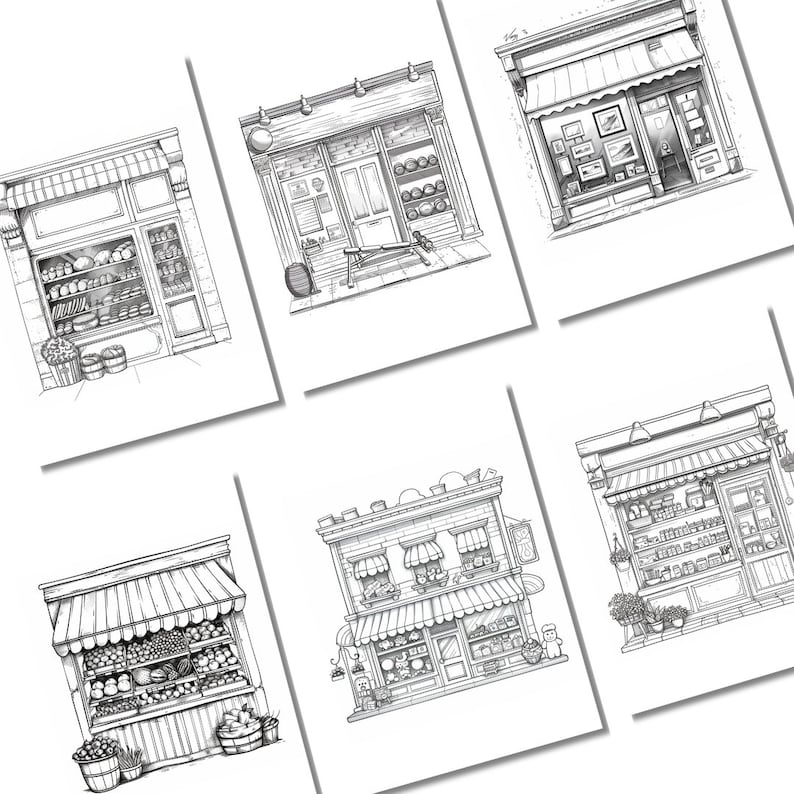20 Cute Storefront Coloring Pages - Etsy