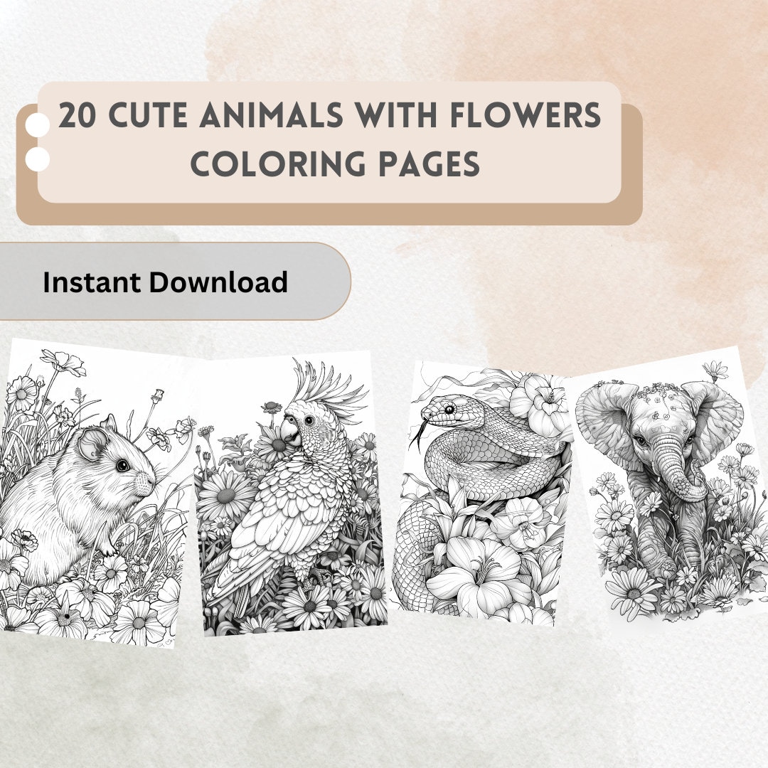 20 Animal and Flower Coloring Pages Beautiful, Cute Designs for ...