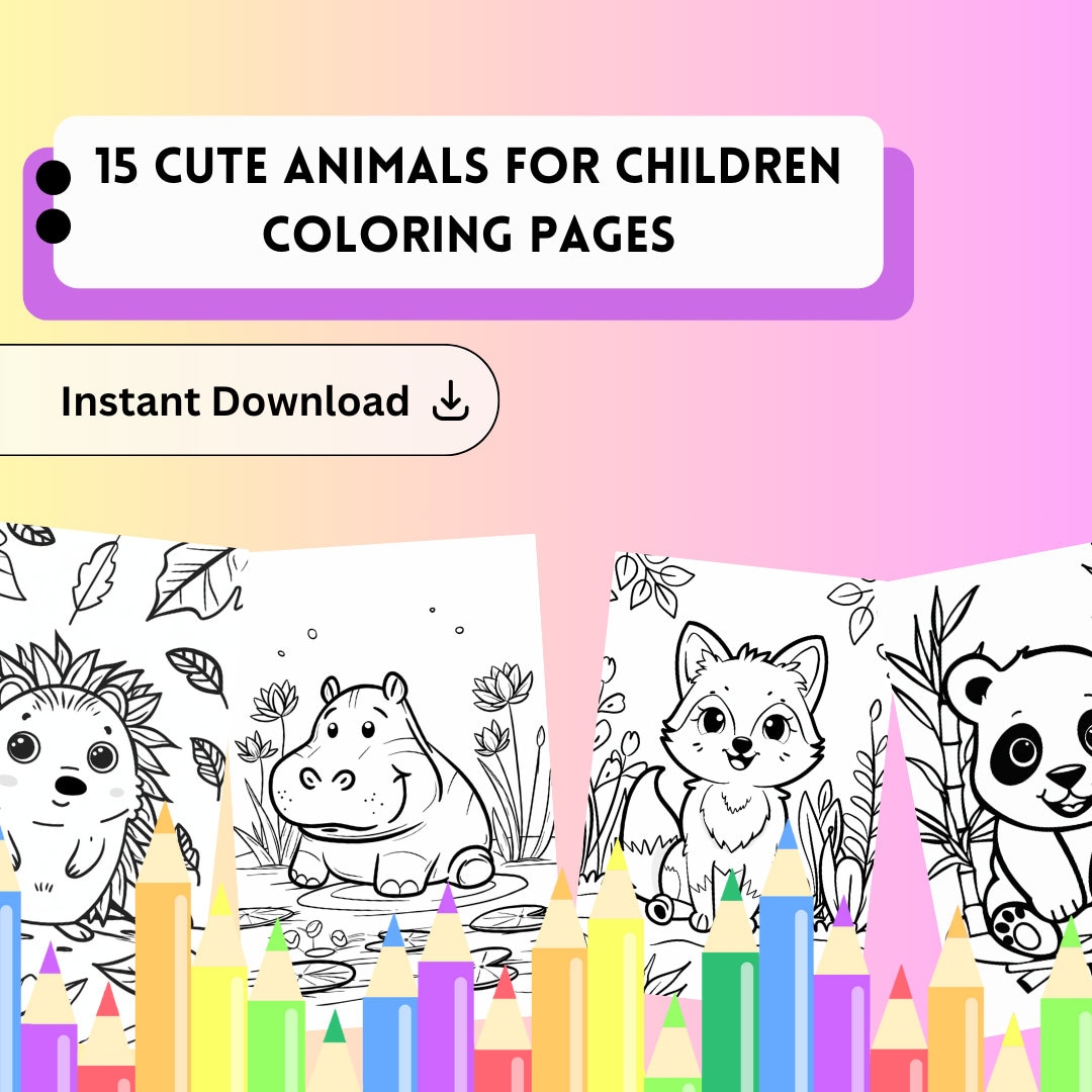 15 Cute Animal Coloring Pages for Kids Simple and Fun Designs for ...