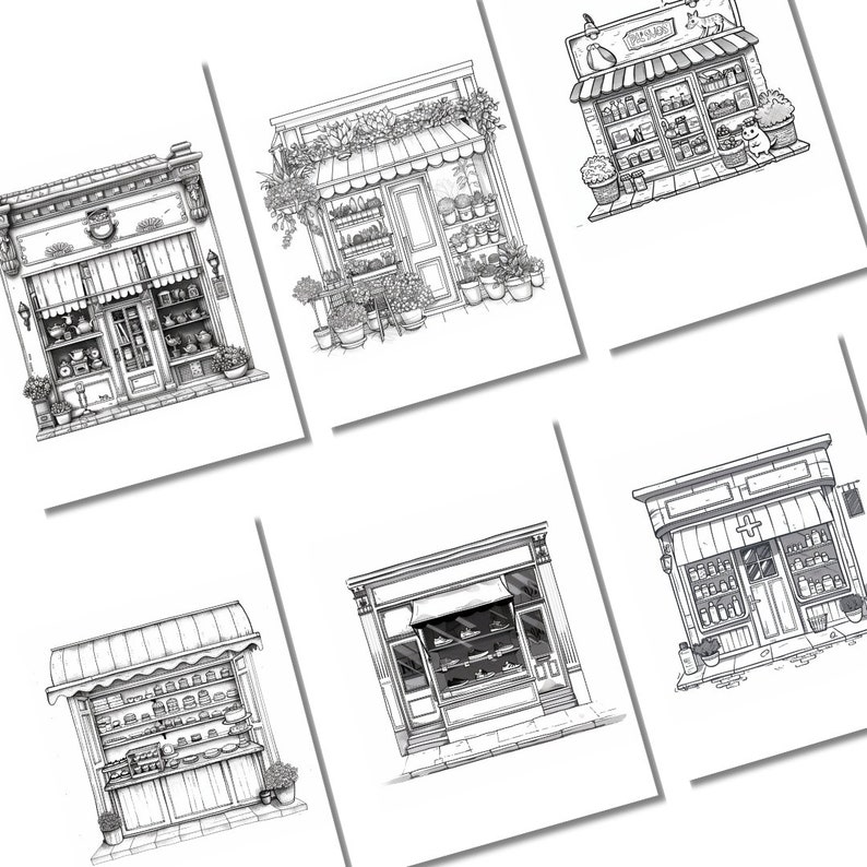 20 Cute Storefront Coloring Pages - Etsy