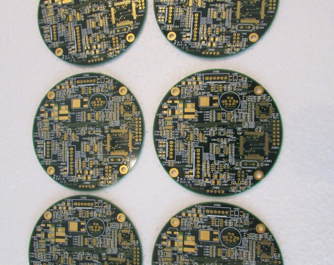 6 Round Green Circuit Boards With Gold Plating Inlay 3 1/2 PCB - Etsy