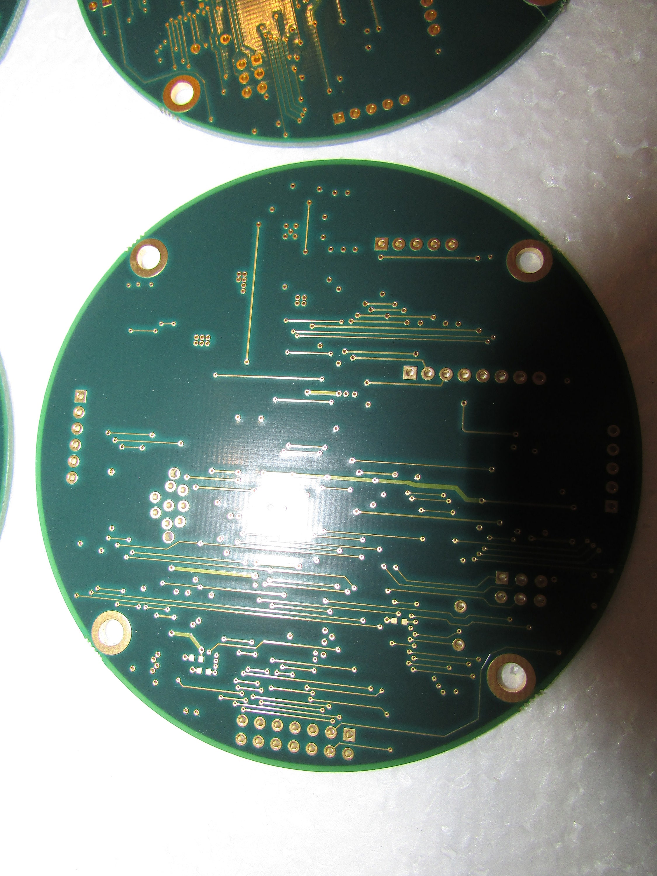 6 Round Green Circuit Boards With Gold Plating Inlay 3 1/2 PCB - Etsy
