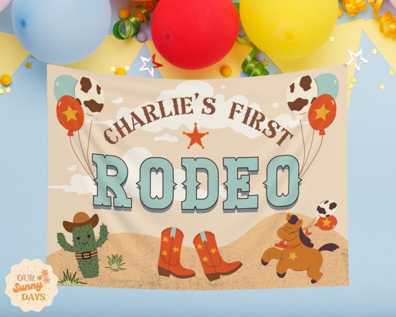 Custom First Rodeo Birthday Banner Rodeo Party Decorations Personalized ...