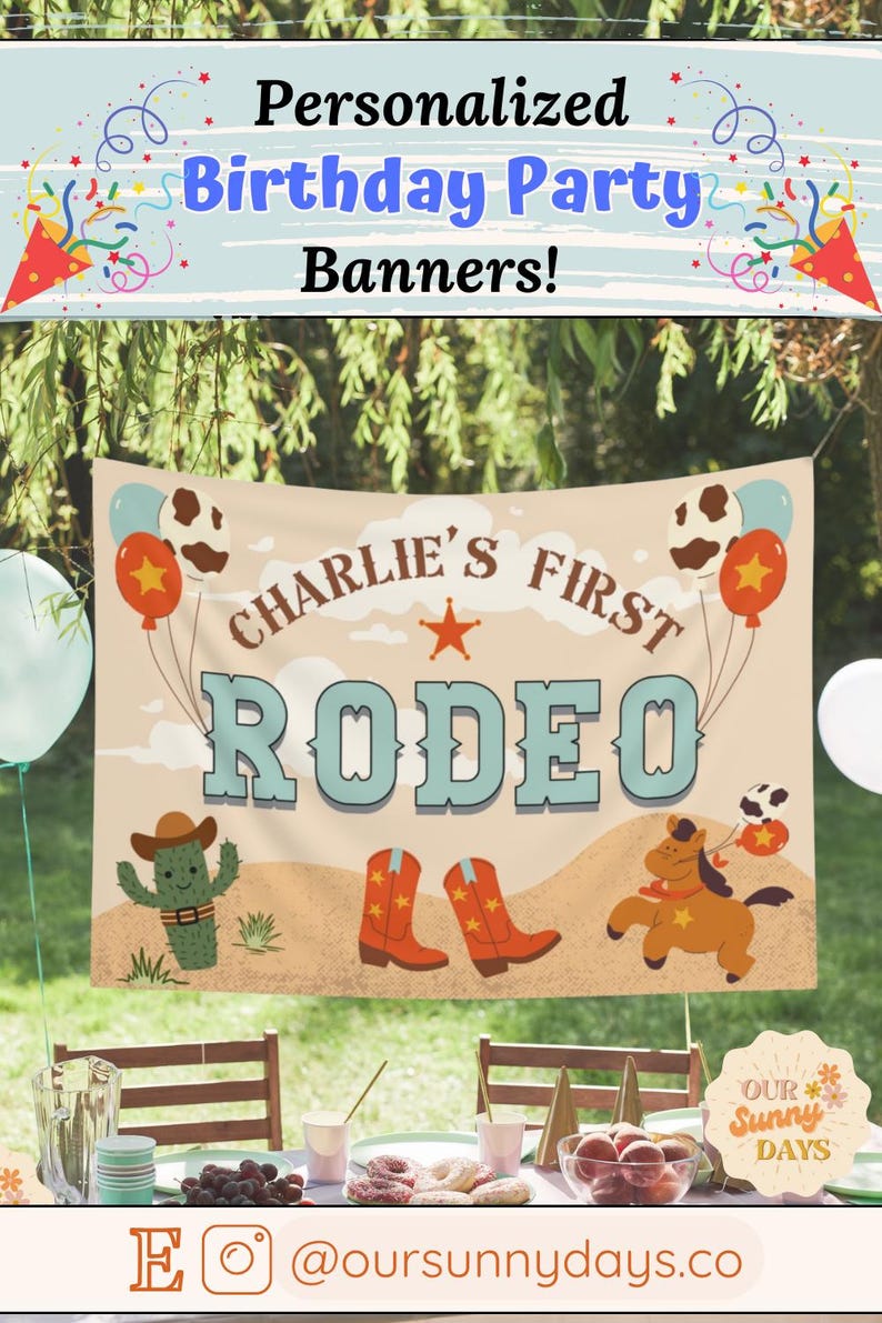 Custom First Rodeo Birthday Banner Rodeo Party Decorations Personalized ...