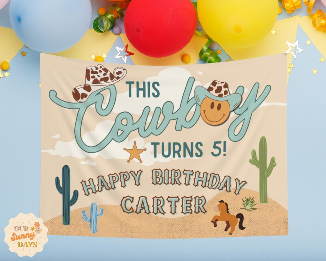 Cowboy Rodeo Theme Birthday Banner My 1st Rodeo Birthday Custom Cowboy ...