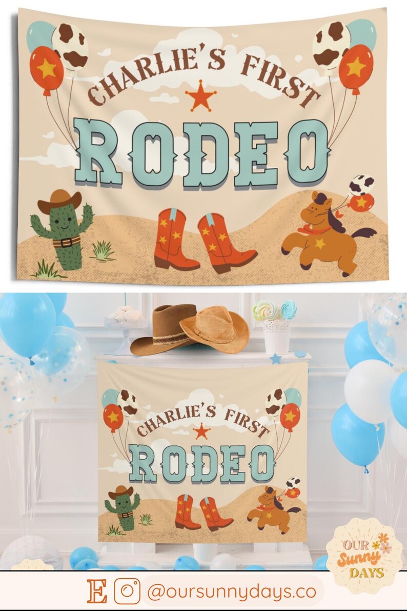 Custom First Rodeo Birthday Banner Rodeo Party Decorations Personalized ...