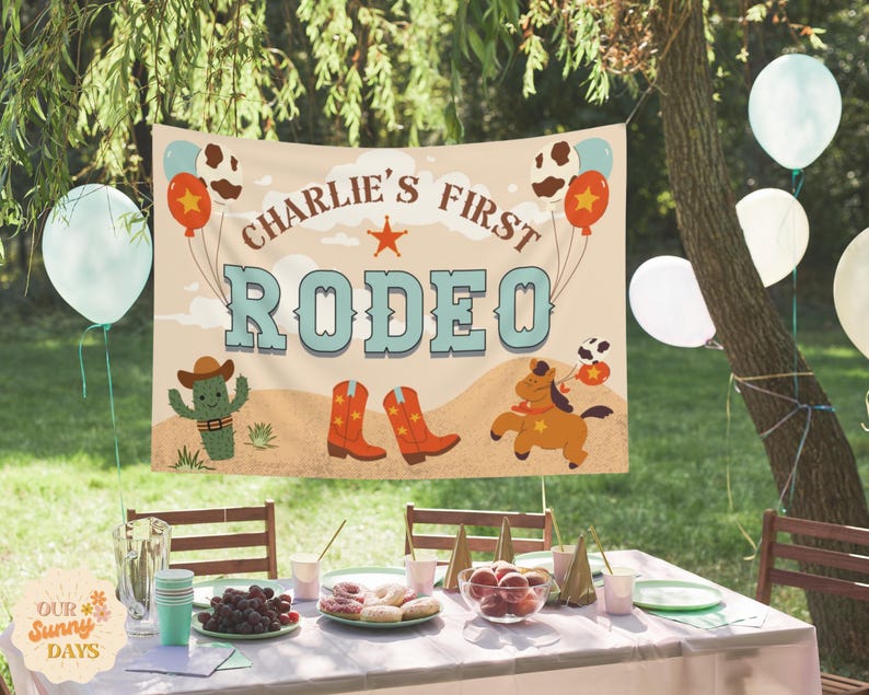 Custom First Rodeo Birthday Banner Rodeo Party Decorations Personalized ...