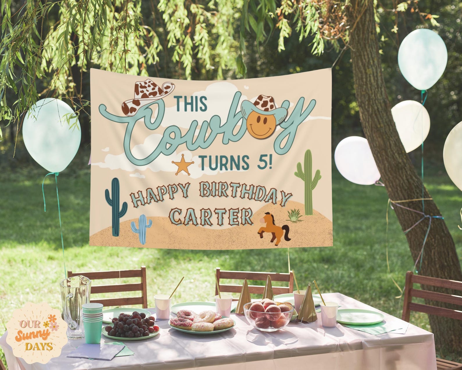 Cowboy Rodeo Theme Birthday Banner My 1st Rodeo Birthday Custom Cowboy ...