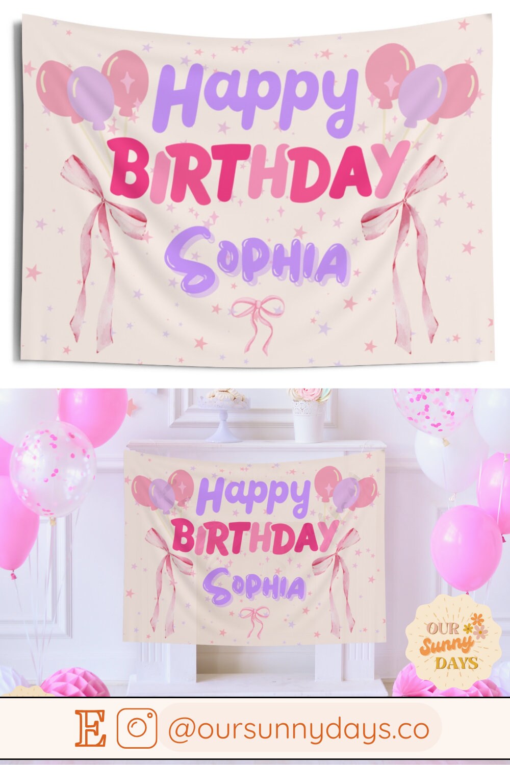 Personalized Name Banner for Girls Birthday Party Decorations Custom ...