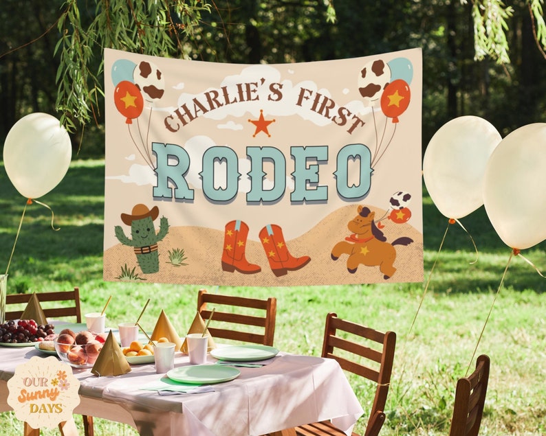 Custom First Rodeo Birthday Banner Rodeo Party Decorations Personalized ...
