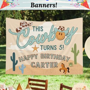Personalized Cowboy Birthday Banner Name Sign Custom Banner Western ...