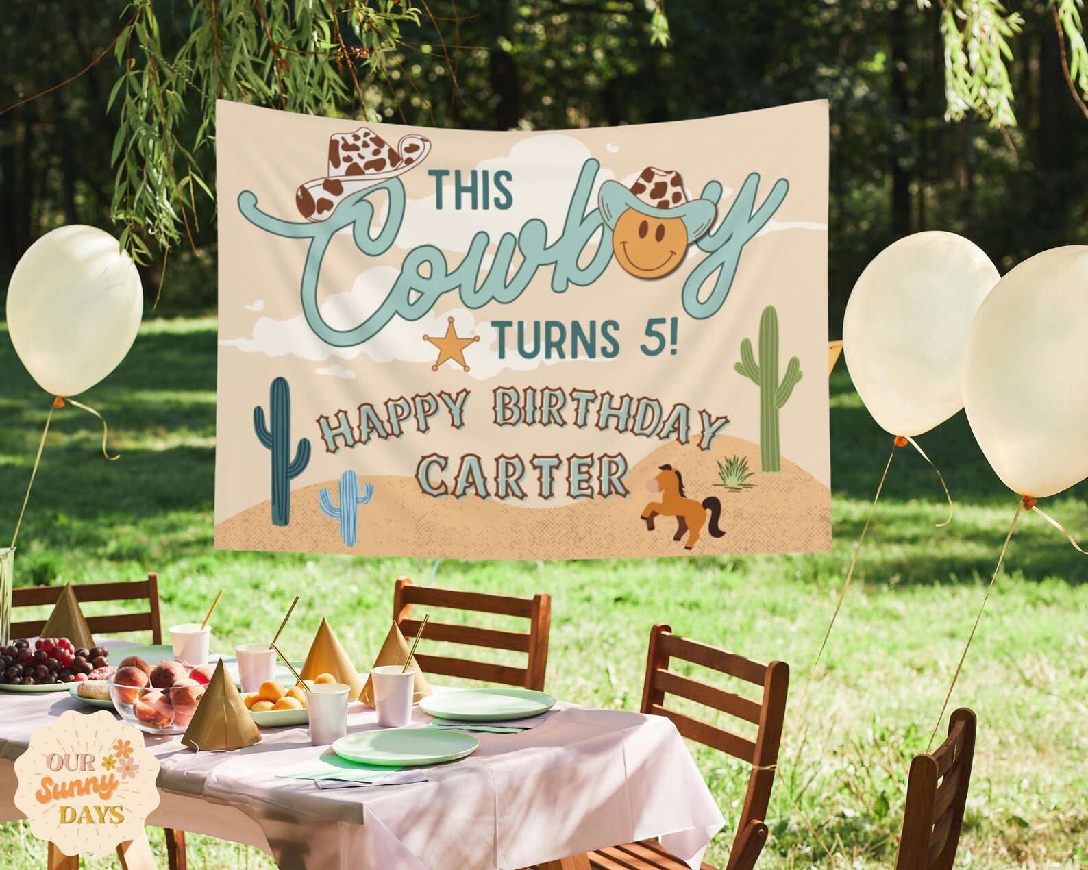 Cowboy Rodeo Theme Birthday Banner My 1st Rodeo Birthday Custom Cowboy ...