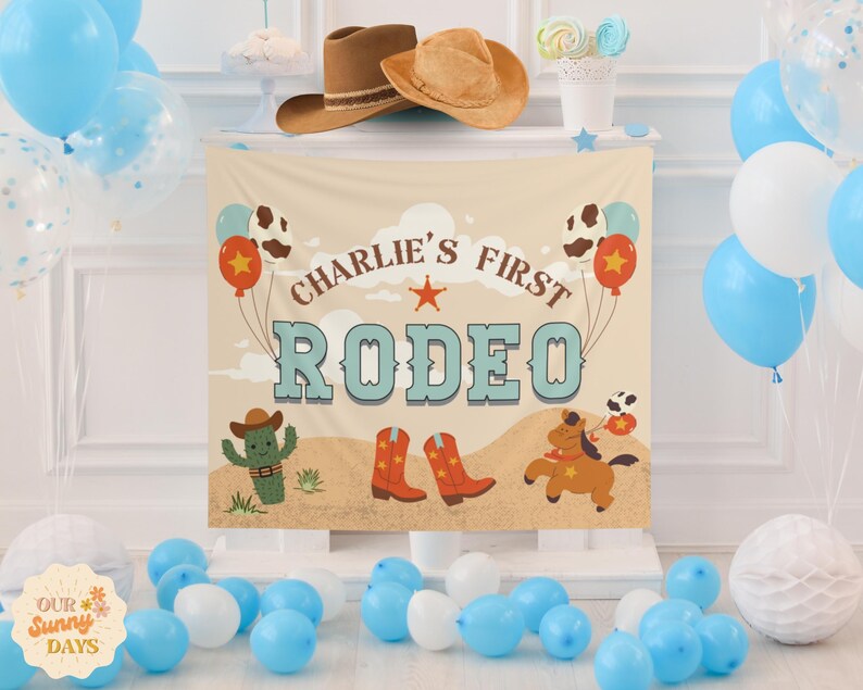 Custom First Rodeo Birthday Banner Rodeo Party Decorations Personalized ...