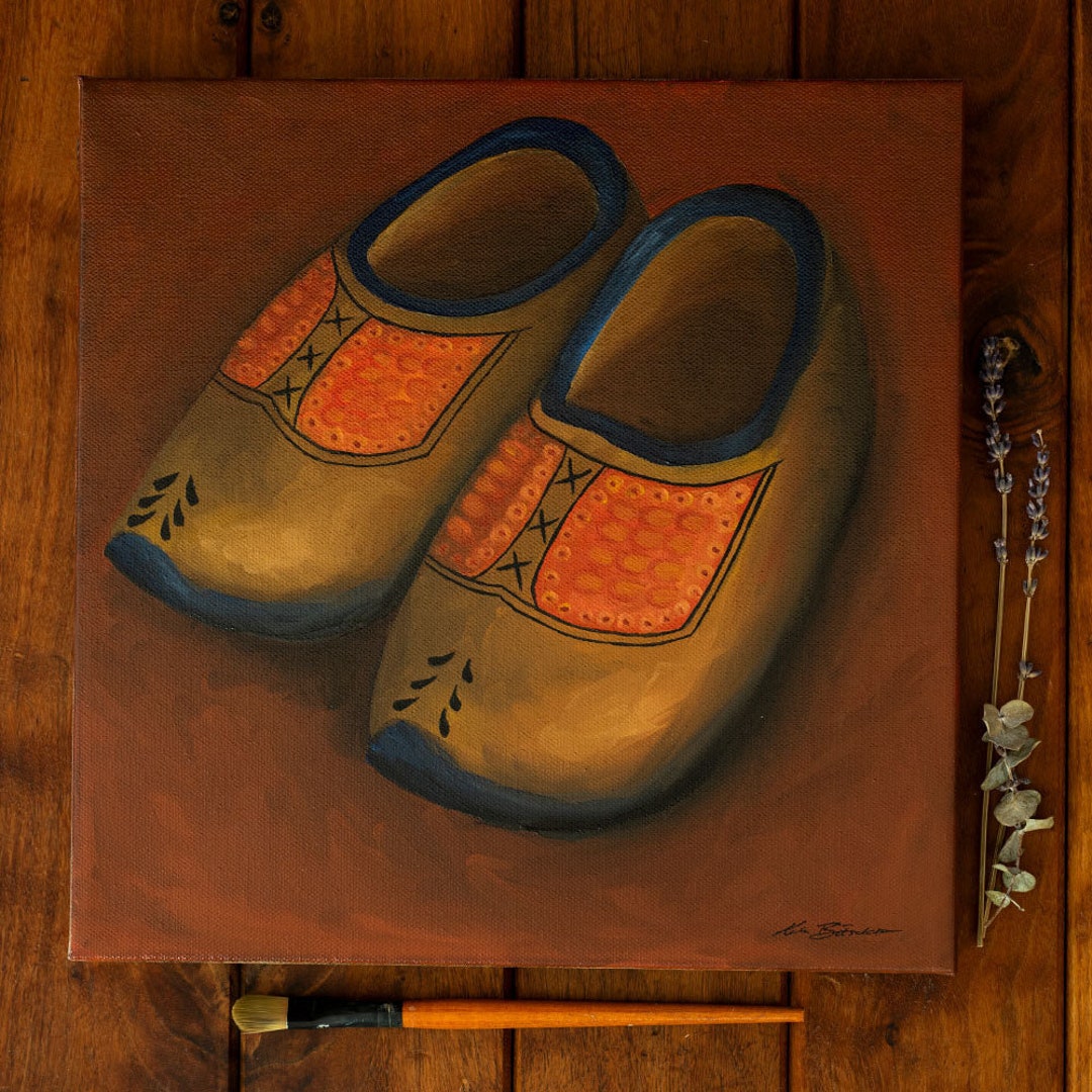 Wooden Shoes Traditional Dutch Clogs Oil Painting Dutch Girl Shoes - Etsy