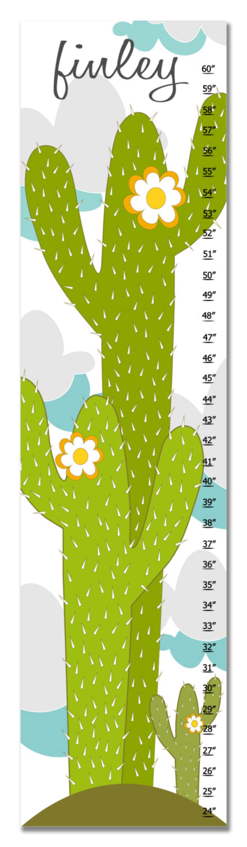 Growth Chart Cactus Growth Chart Green Cactus Growth Chart | Etsy