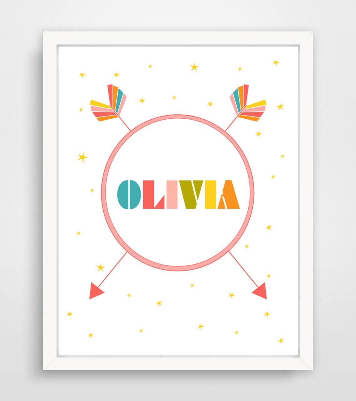 Custom Tribal Arrow Name Print: Pink Nursery Wall Art - Etsy