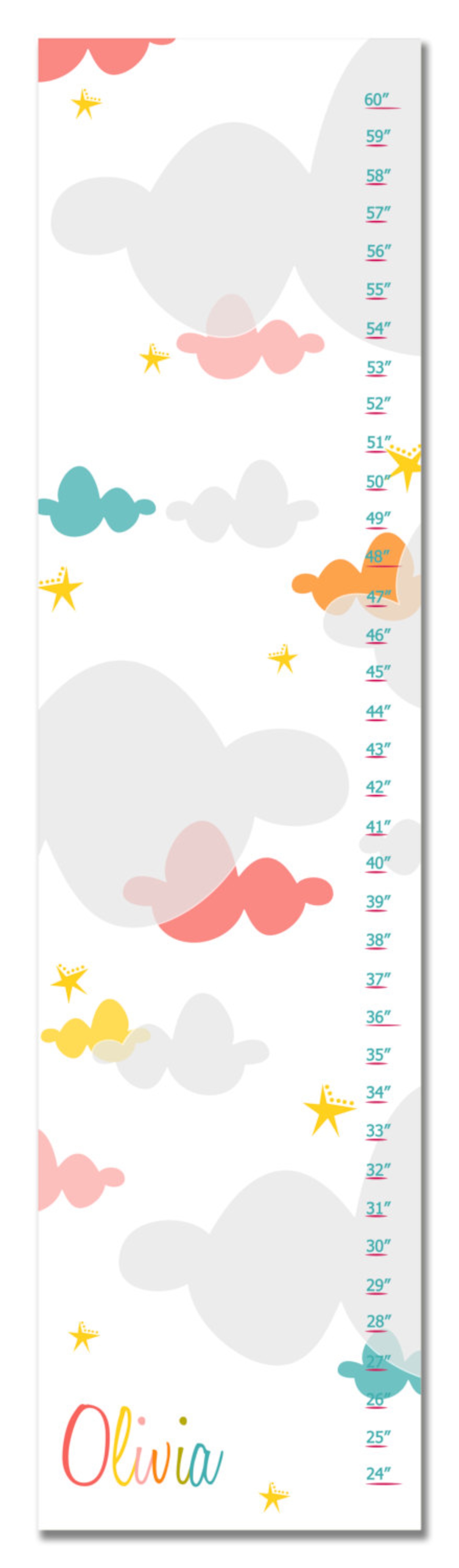 Growth Chart Cloud Nursery Nursery Decor Canvas Growth | Etsy