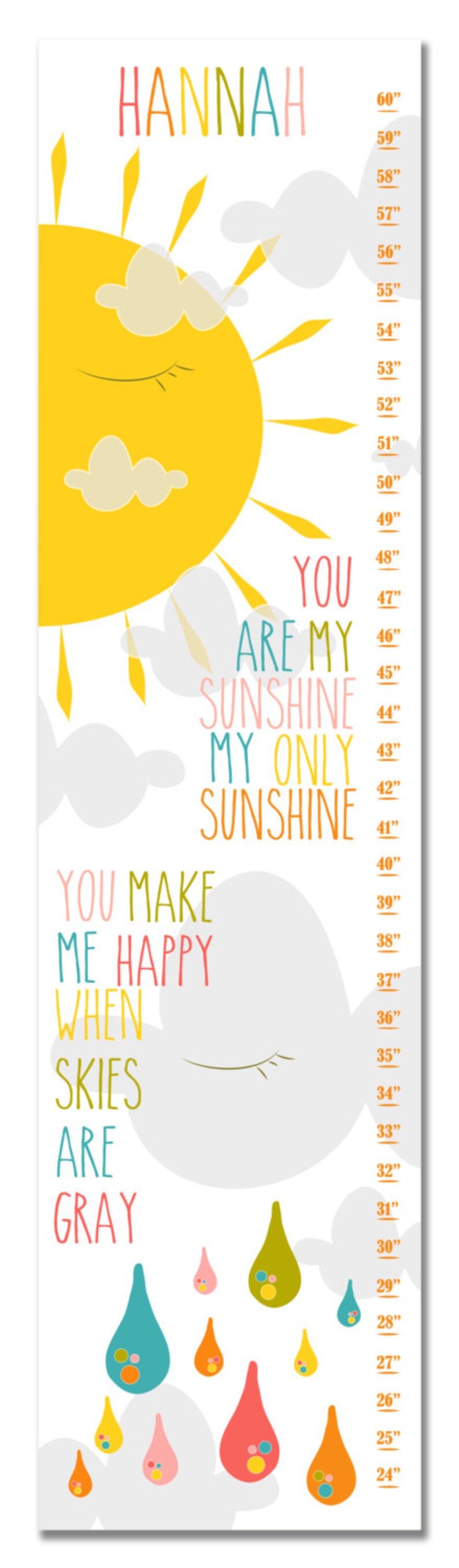 You Are My Sunshine Custom Growth Chart Canvas Growth Chart - Etsy