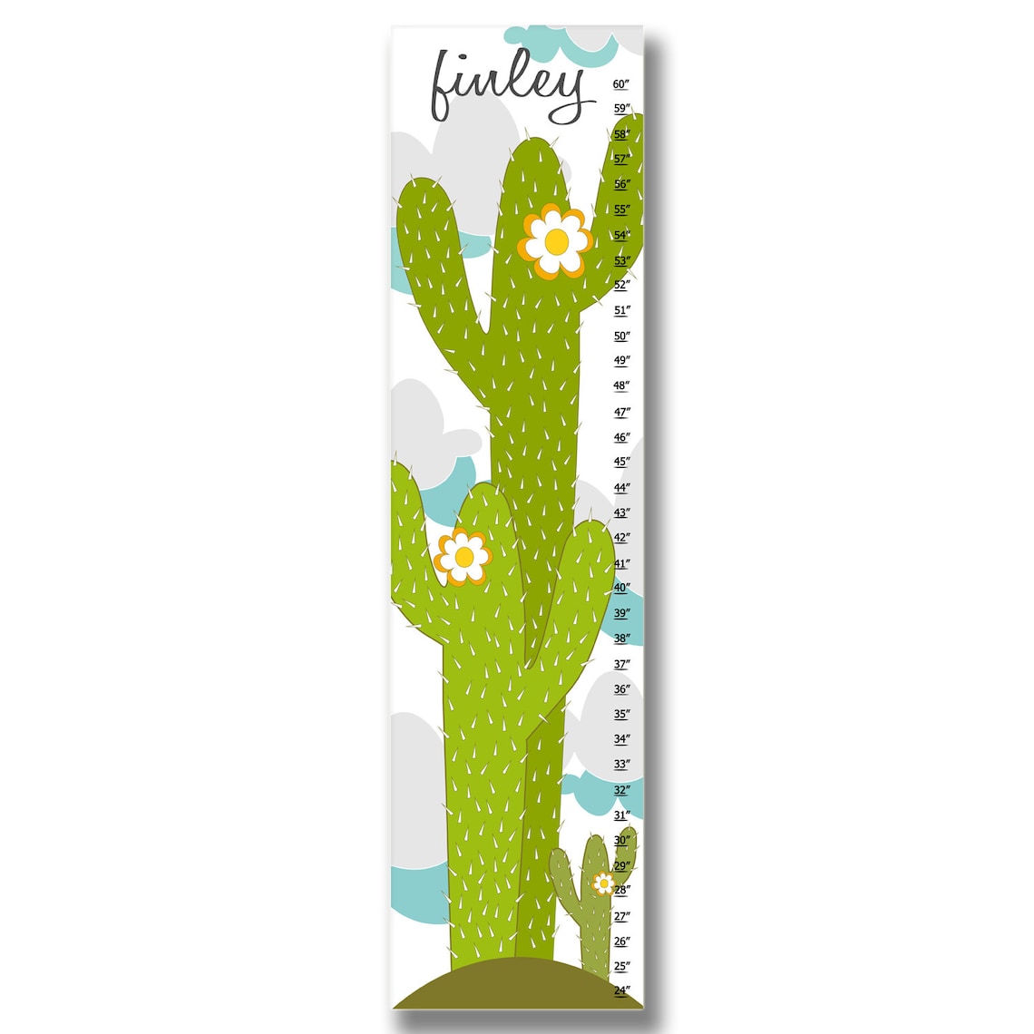 Growth Chart Cactus Growth Chart Green Cactus Growth Chart - Etsy