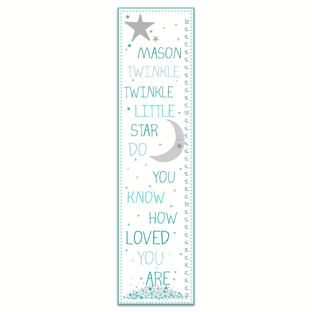 Twinkle Star Canvas Growth Chart: Blue Nursery Decor - Etsy