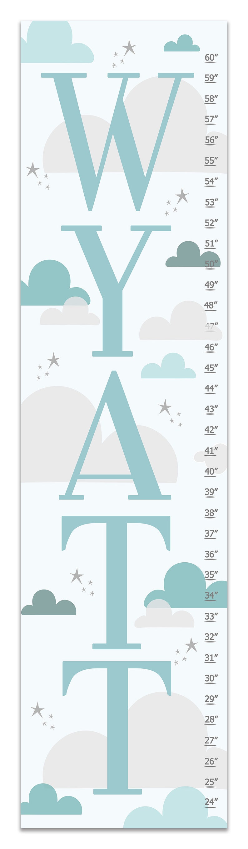 Boy's Growth Chart Personalized Baby Blue Canvas Growth | Etsy