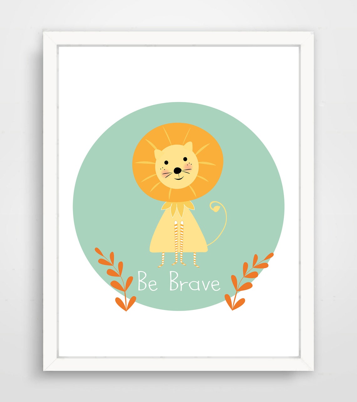 Nursery Prints Be Brave Be Curious Lion Badger Baby | Etsy