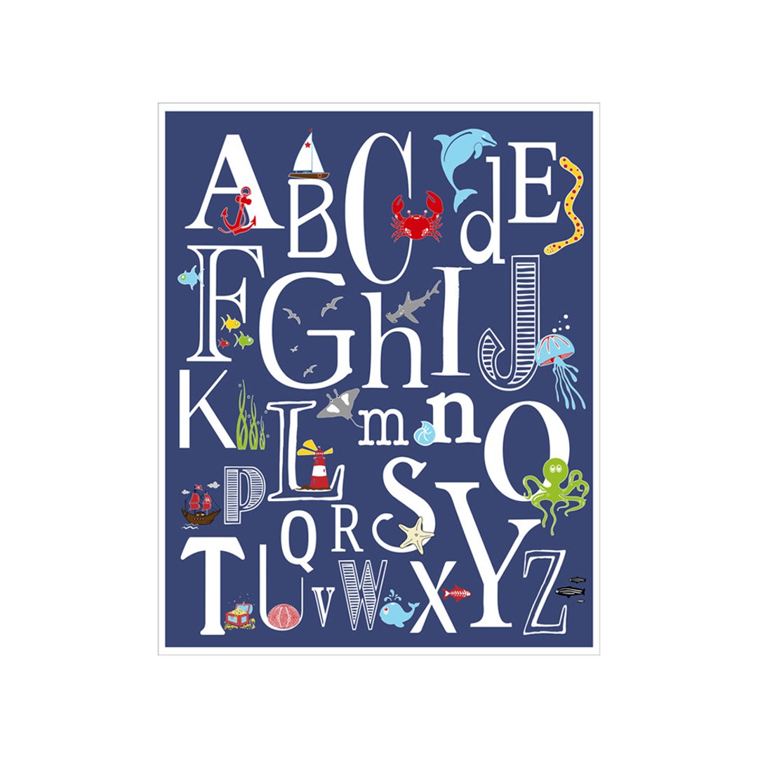 Children's Wall Art / Nursery Decor Nautical Alphabet Poster - ABC ...