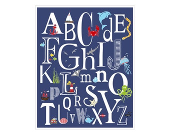 Children's Wall Art / Nursery Decor Nautical Alphabet - Etsy