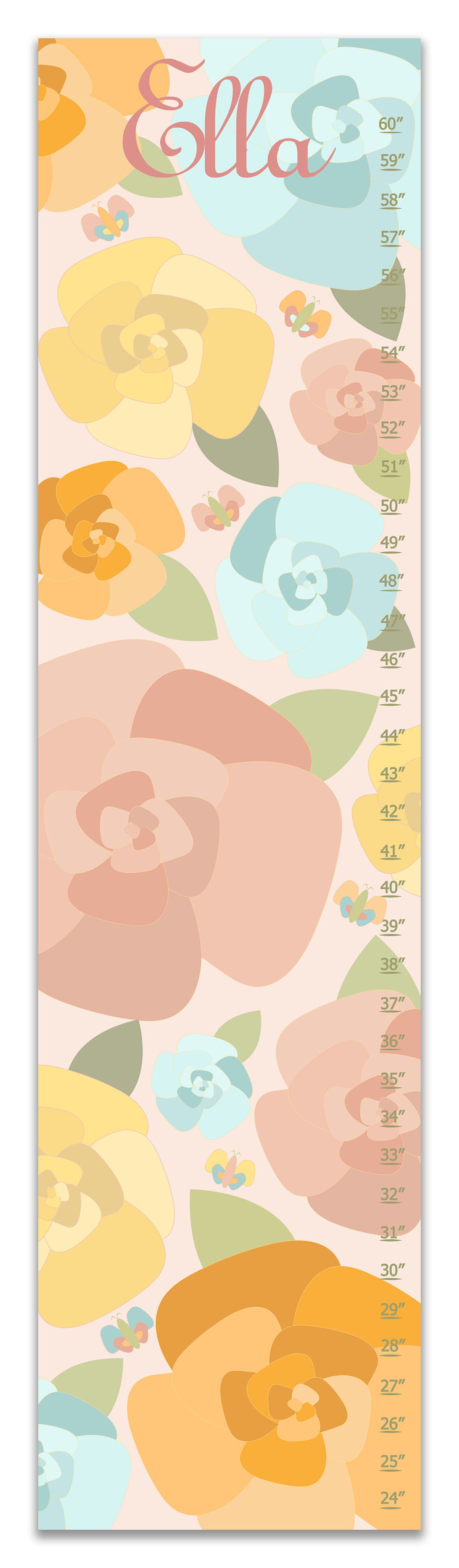 Growth Chart Rose Garden Growth Chart Floral Growth Chart | Etsy