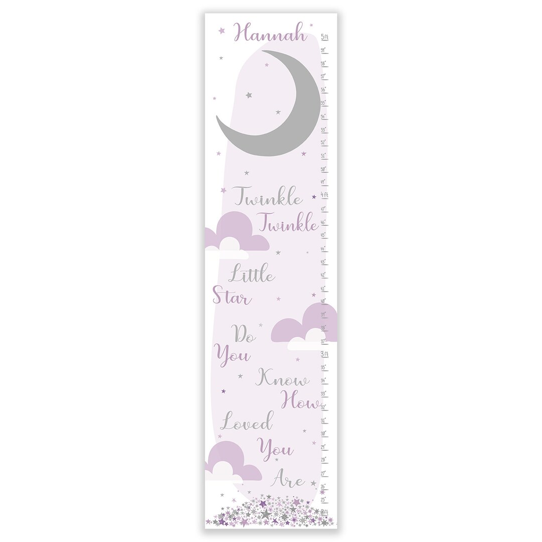 Lavender Canvas Growth Chart, Twinkle Twinkle Little Star, Lavender ...