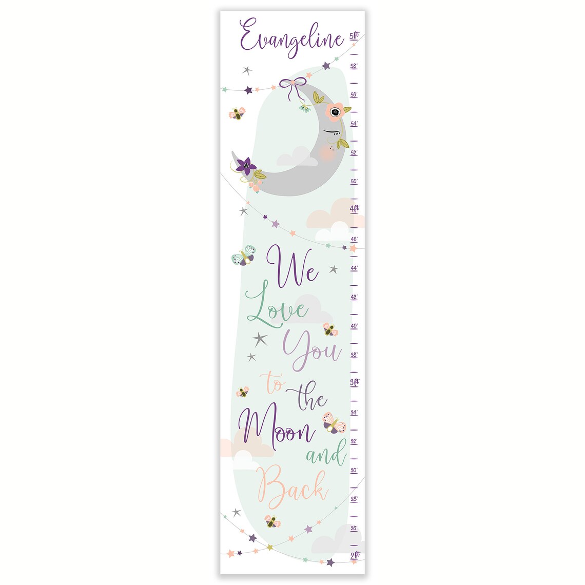 Personalized Girl's Canvas Growth Chart We Love You to | Etsy