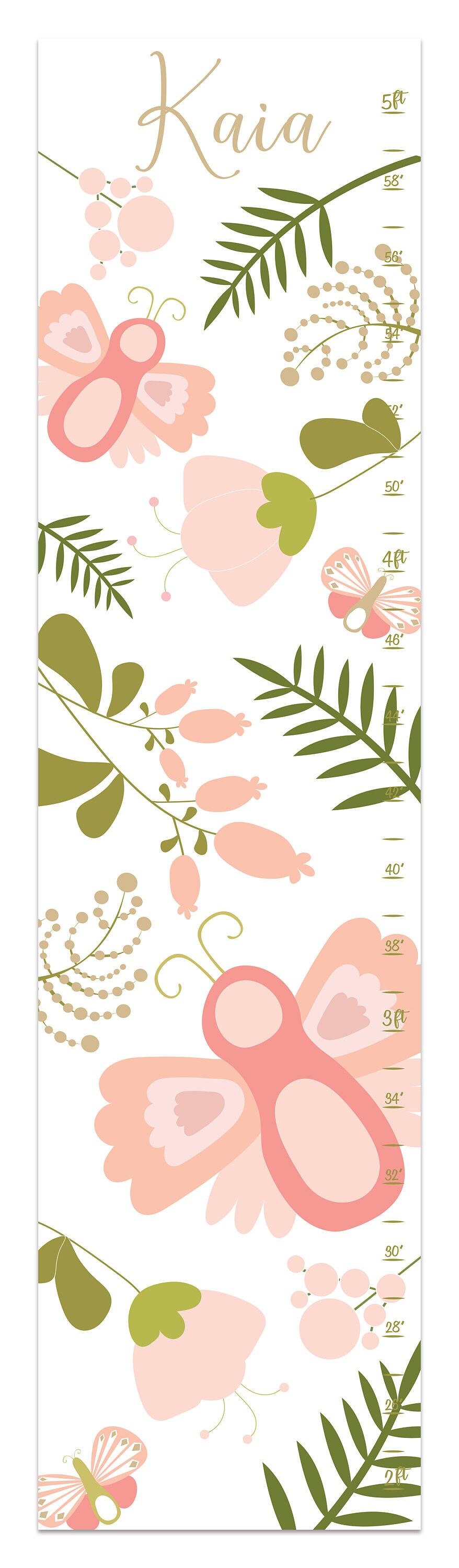 Floral Personalized Canvas Growth Chart Girl's Room | Etsy