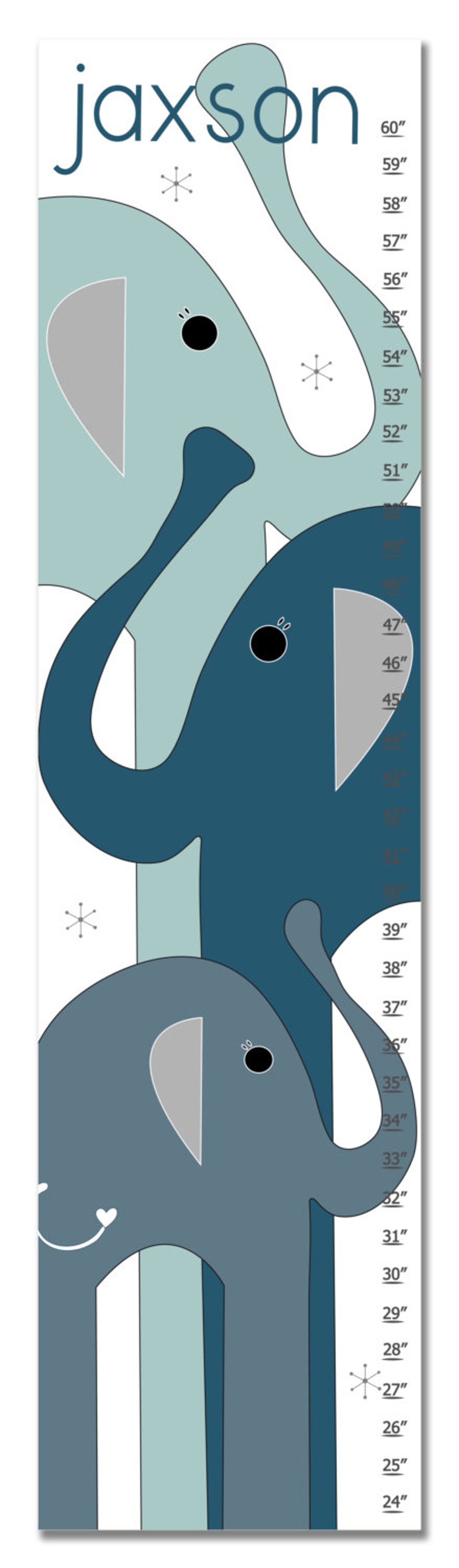 Growth Chart Elephant Growth Chart Blue Elephant Growth - Etsy