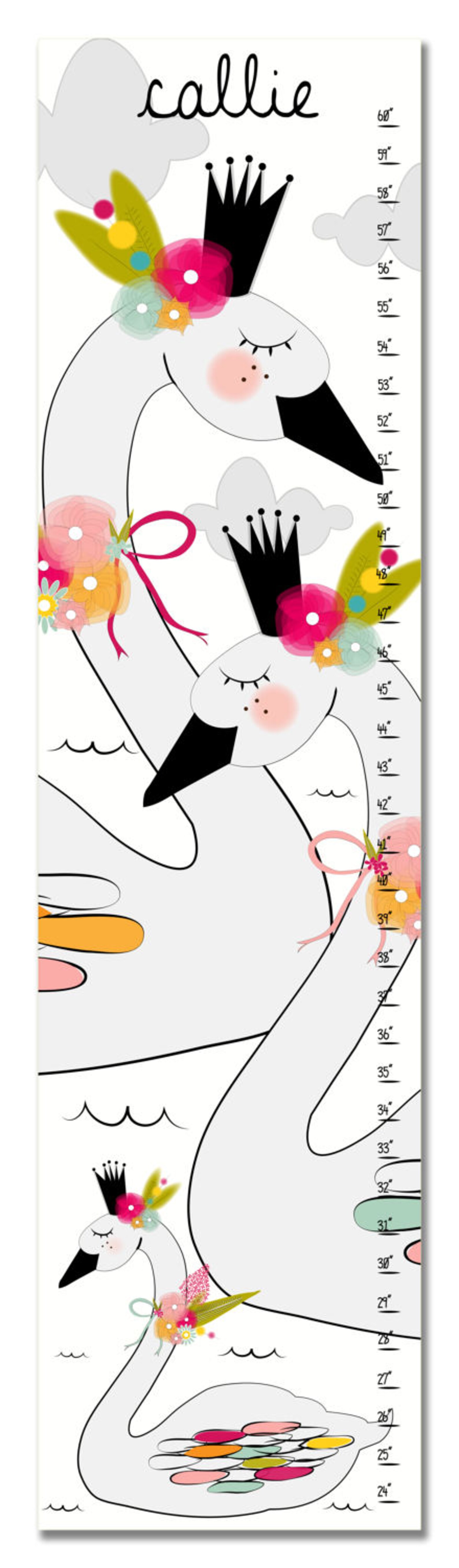 Swan Family Growth Chart Canvas Growth Chart Nursery Decor - Etsy