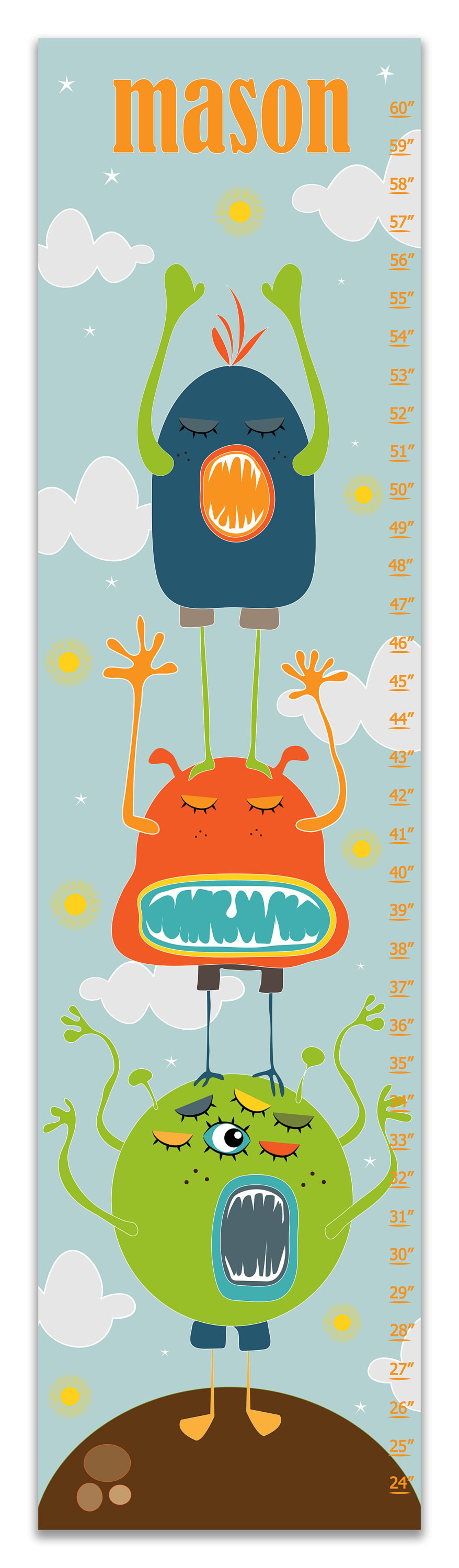 Growth Chart Monster Growth Chart Blue Monster Growth Chart - Etsy