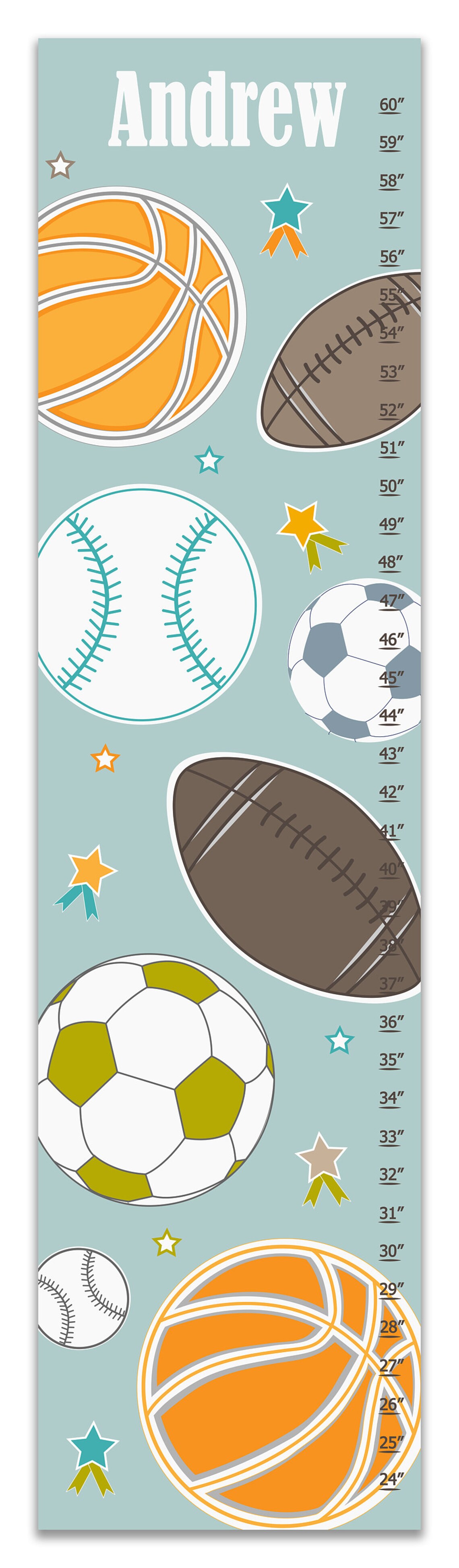 Custom Canvas Growth Chart Sports Growth Chart Blue - Etsy
