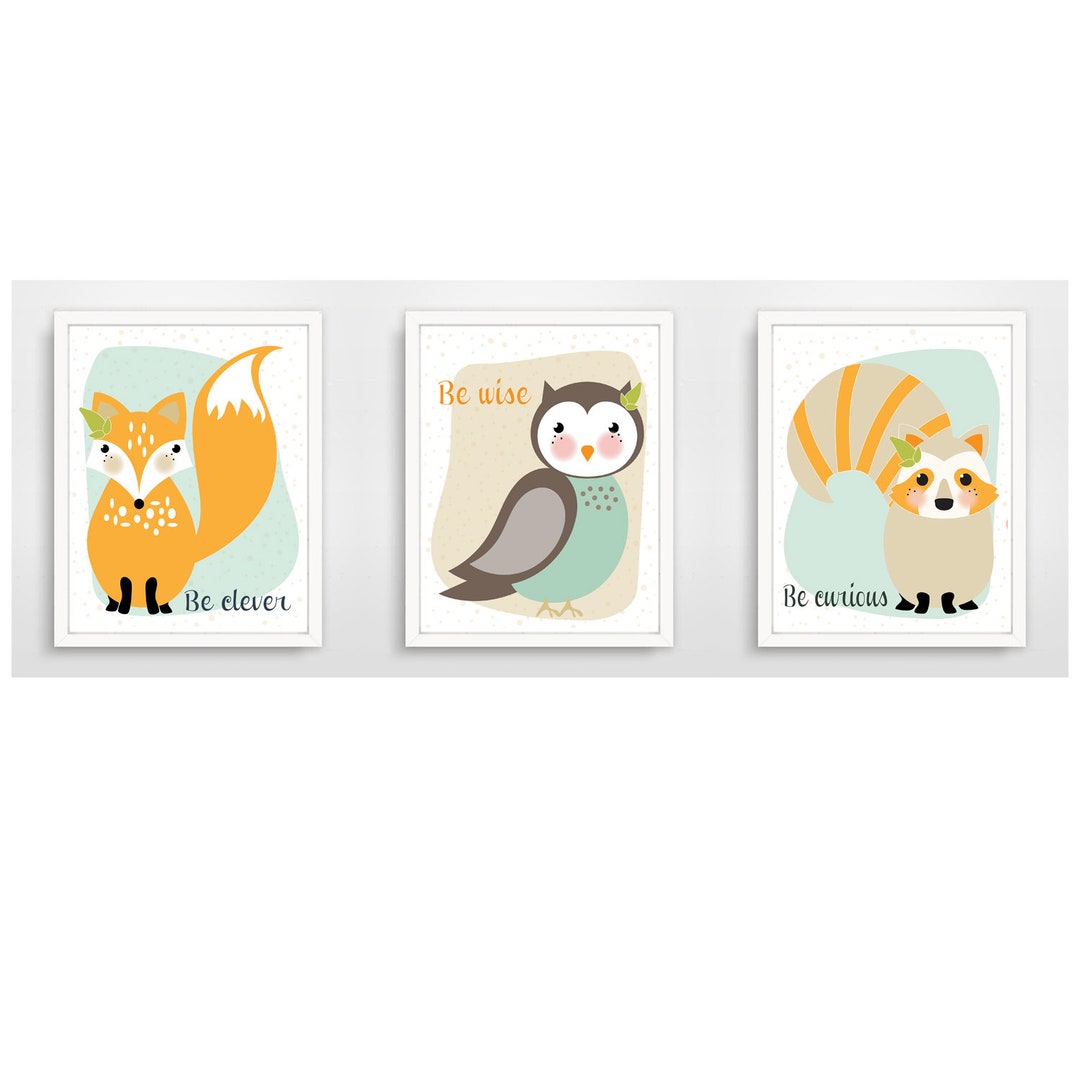 Woodland Animal Prints , Forest Friends Be Clever, Be Wise, Be Curious ...