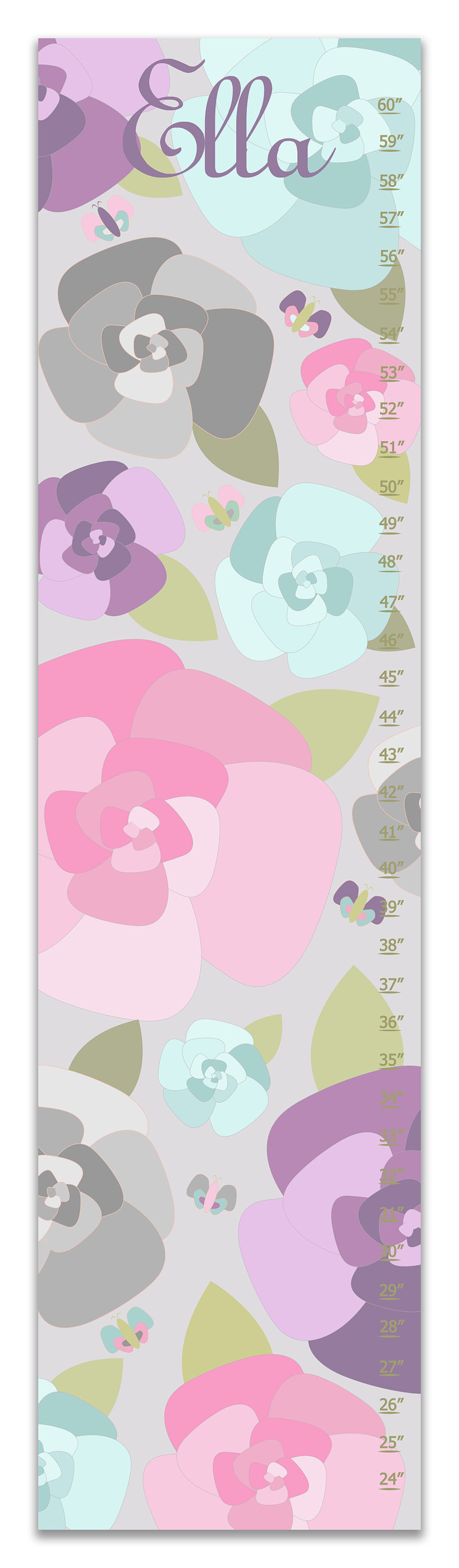 Growth Chart Rose Garden Growth Chart Floral Growth Chart | Etsy