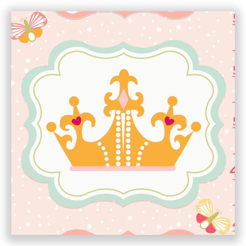 Princess Crown Personalized Canvas Growth Chart Blush Pink - Etsy