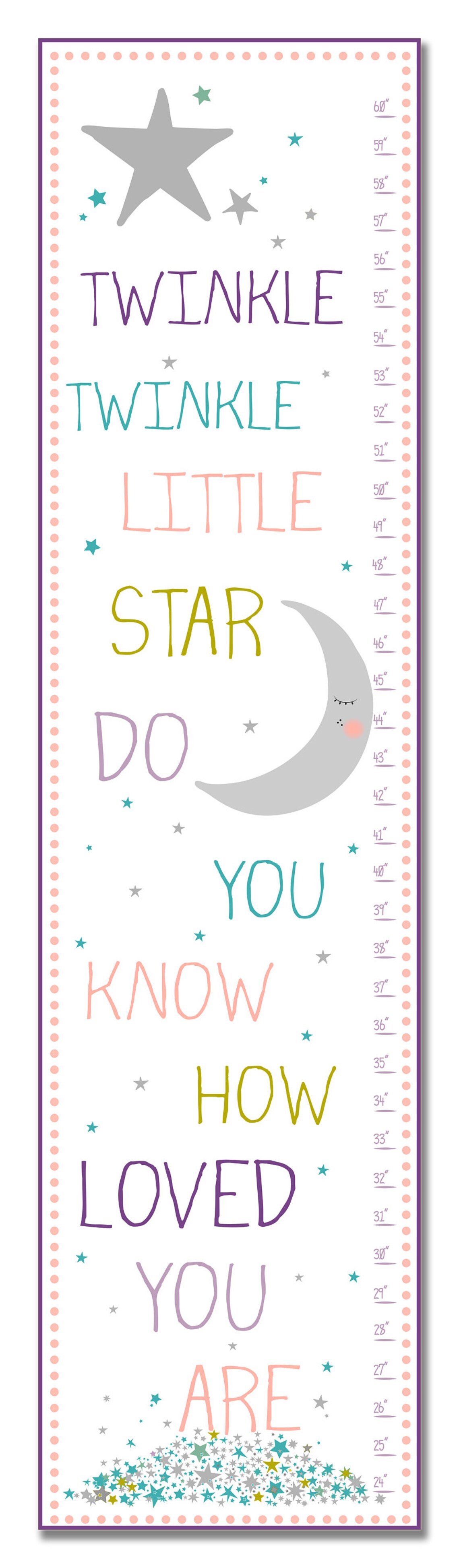 Canvas Growth Chart Twinkle Twinkle Little Star Purple - Etsy