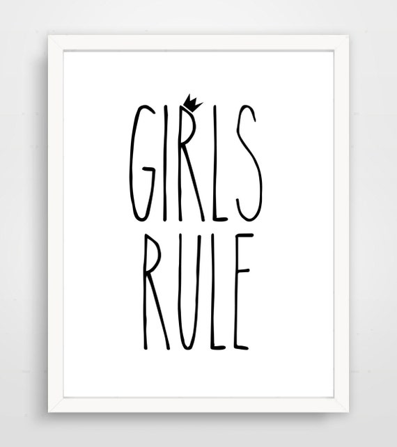 Children's Wall Art / Nursery Decor Girls Rule Black and | Etsy