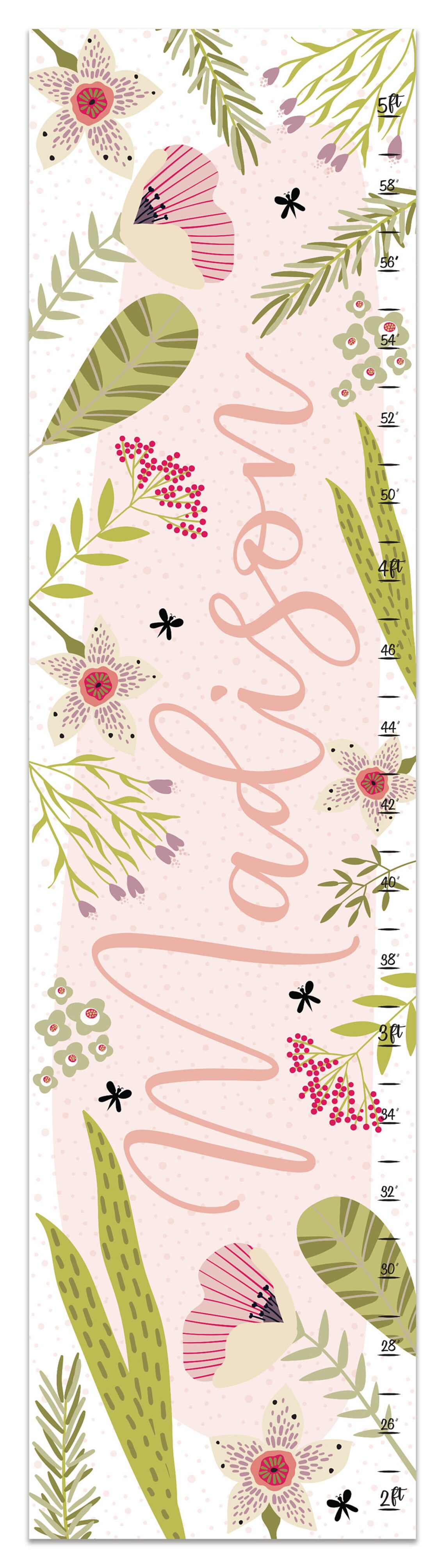 Girls Growth Chart Personalized Canvas Growth Chart Blush | Etsy