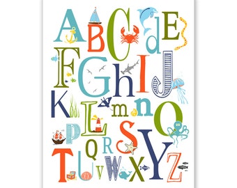 Children's Wall Art / Nursery Decor Nautical Alphabet | Etsy