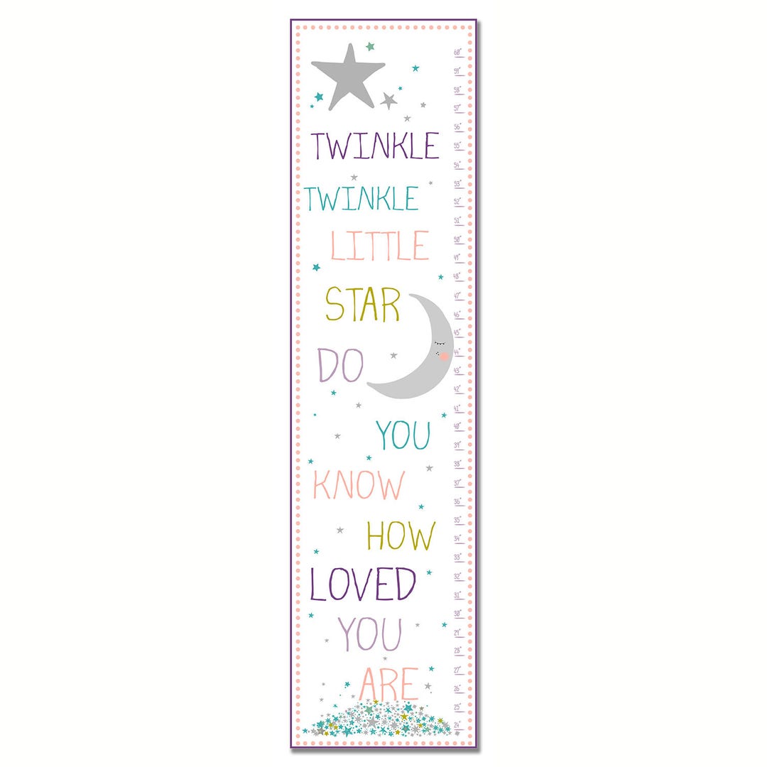 Canvas Growth Chart, Twinkle Twinkle Little Star, Purple Growth Chart ...