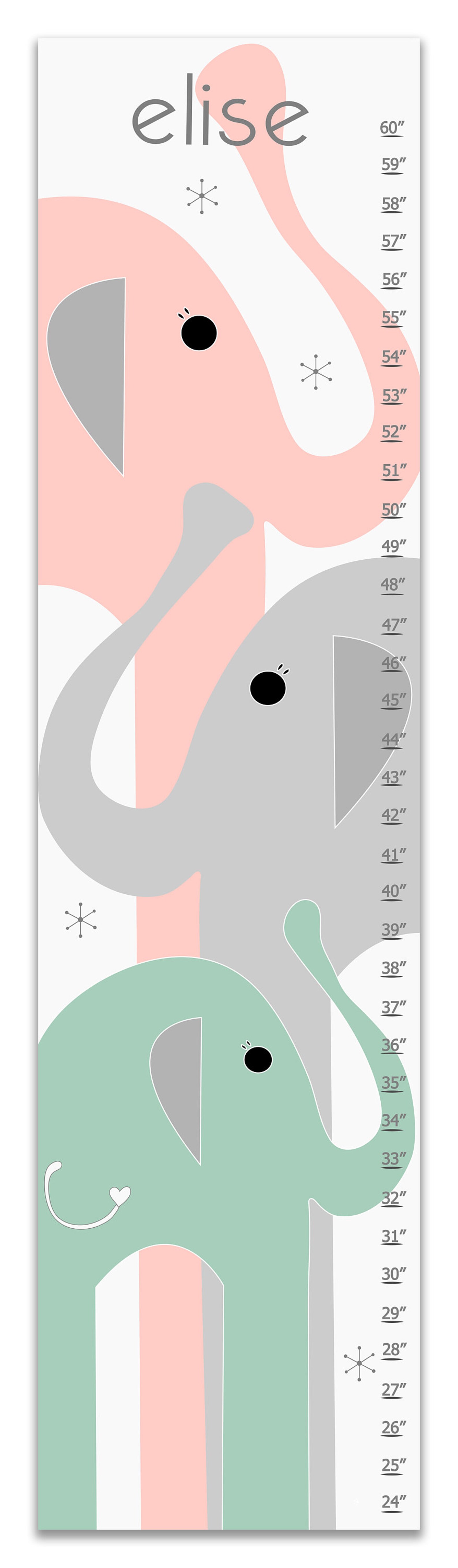 Growth Chart Elephant Growth Chart Pink and Mint Elephant - Etsy