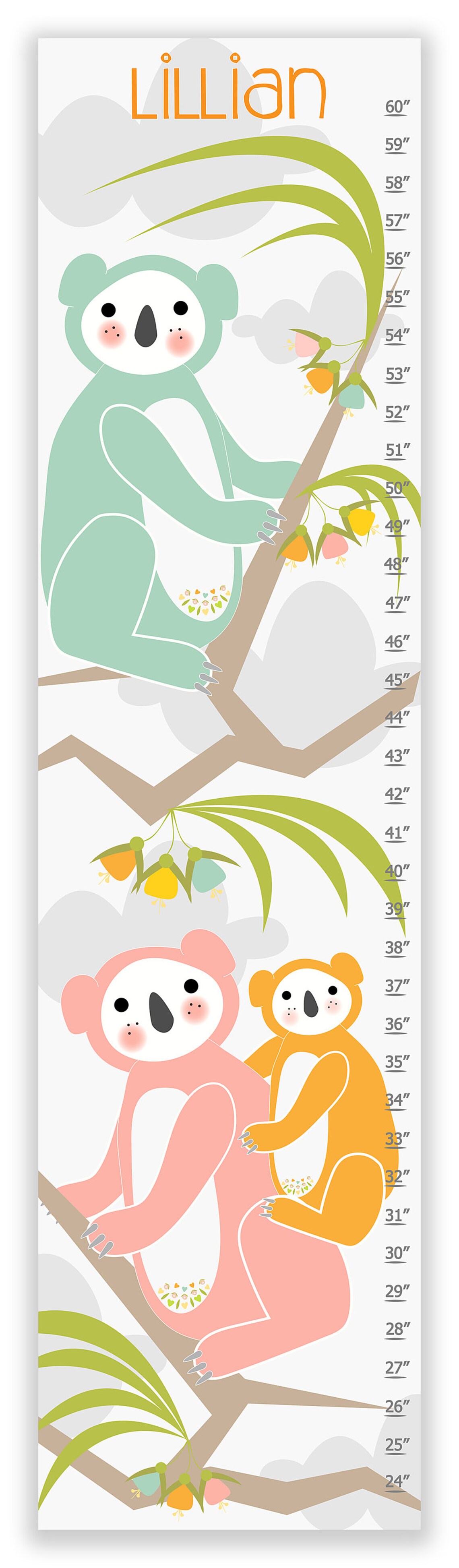 Growth Chart Nursery Decor Personalized Canvas Growth Chart | Etsy