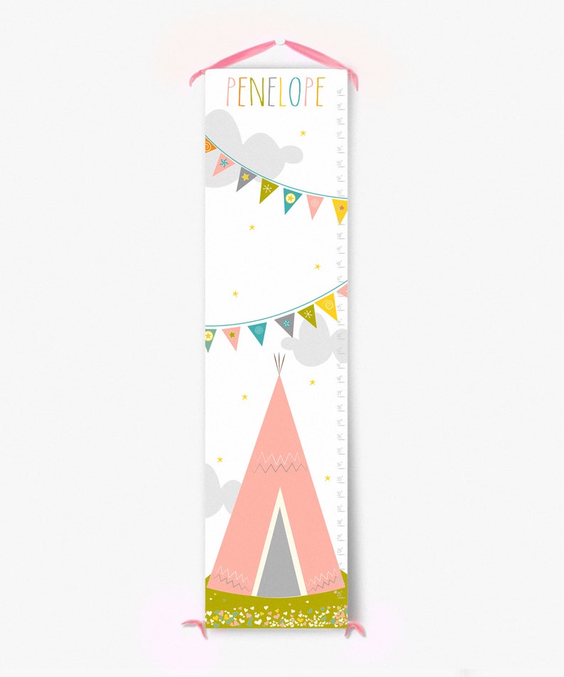 Growth Chart, Teepee Growth Chart, Pink Growth Chart, Custom Growth ...