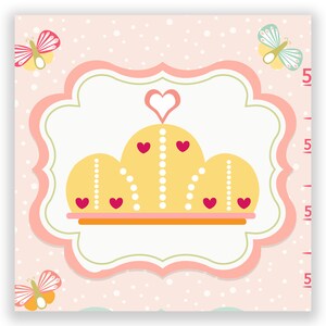 Princess Crown Personalized Canvas Growth Chart, Blush Pink and Gold ...