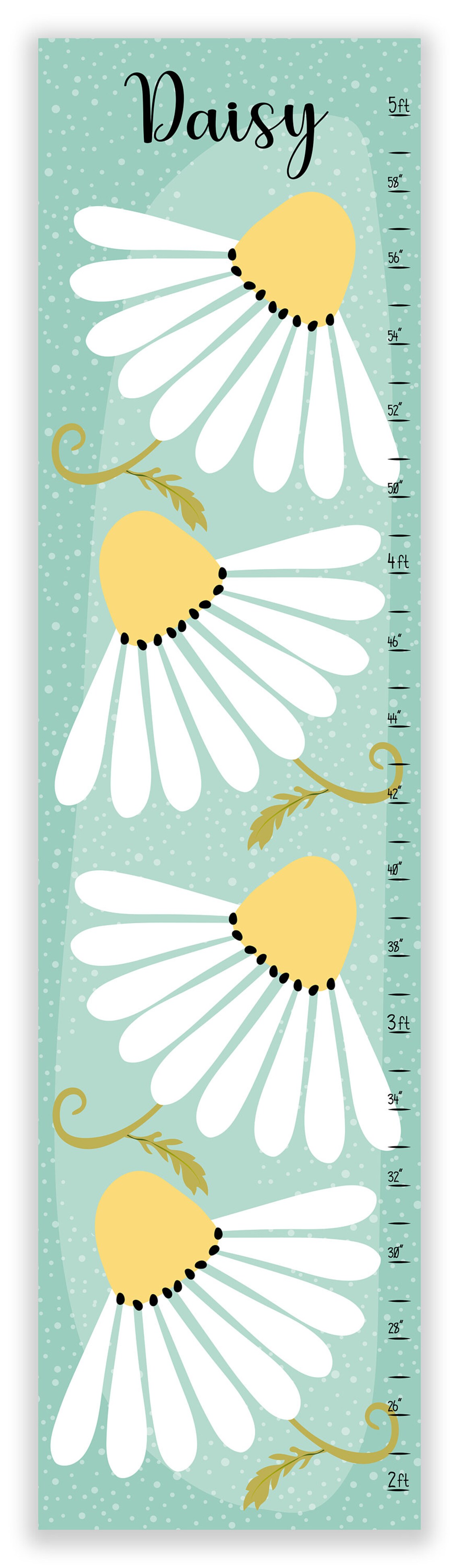 Daisy Canvas Growth Chart Daisy Flowers Girl's Room - Etsy