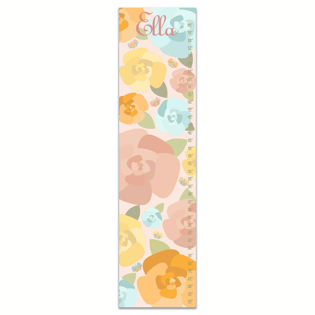 Floral Rose Garden Growth Chart: Personalized Canvas Nursery Decor - Etsy